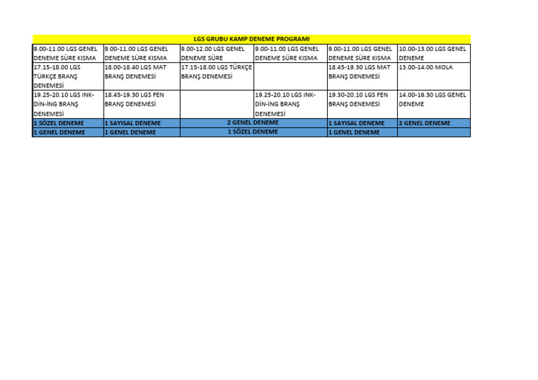 Siniflar Kamp Programi | PDF