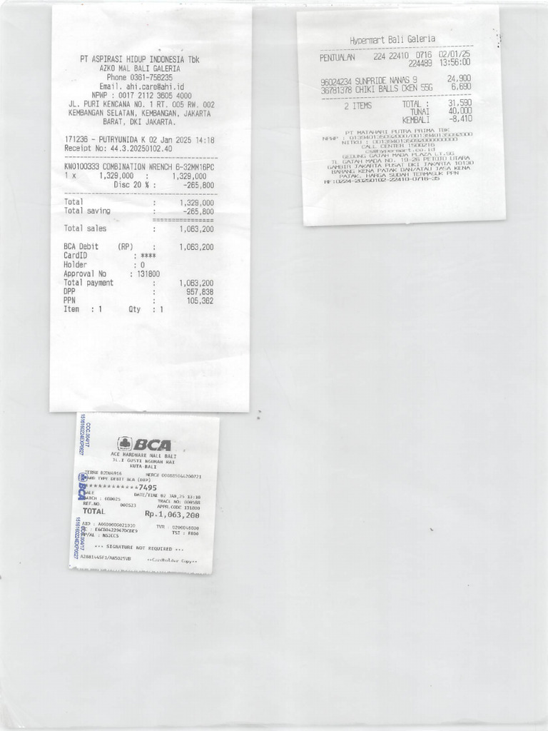 STRUK BELANJA 020125 | PDF