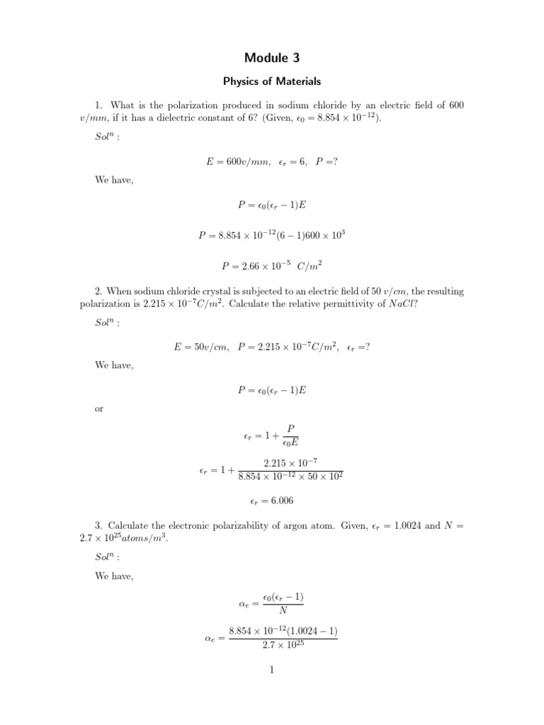 Physics of Materials Calculations | PDF | Capacitor | Dielectric