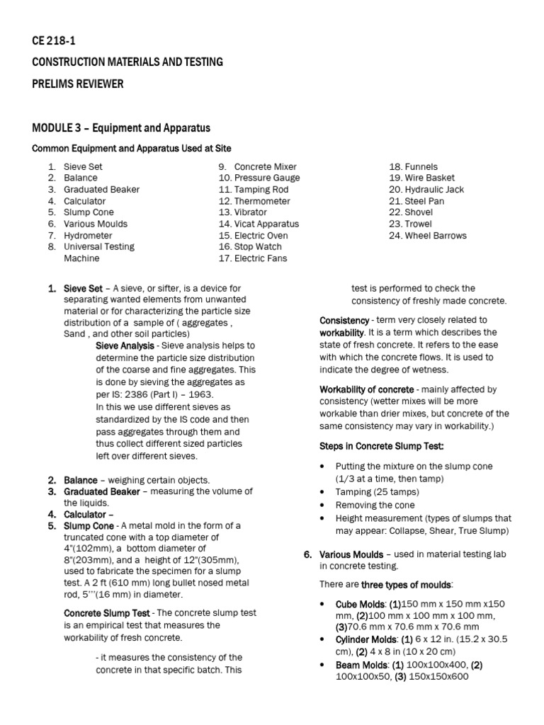 REVIEWER-M3 | PDF | Concrete | Building Engineering