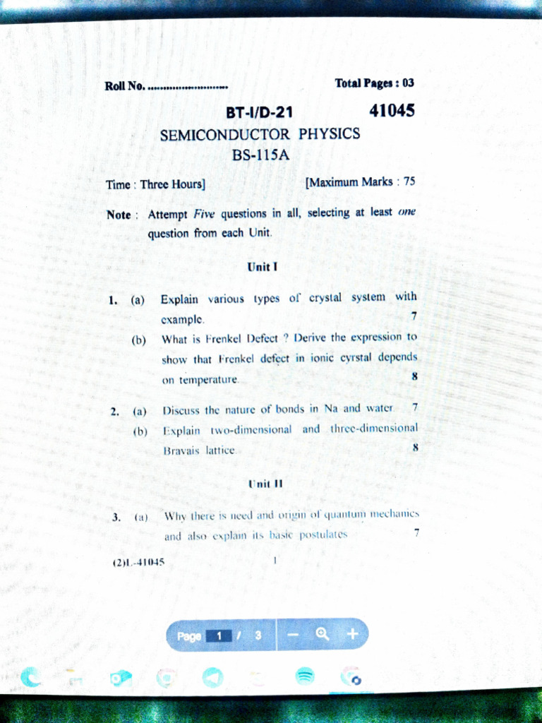 SCP PYQ 2021 | PDF | Semiconductors | Electrical Resistivity And ...