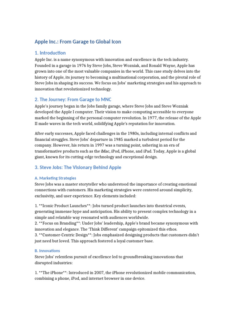 Apple Case Study Steve Jobs | PDF | Apple Inc. | Steve Jobs