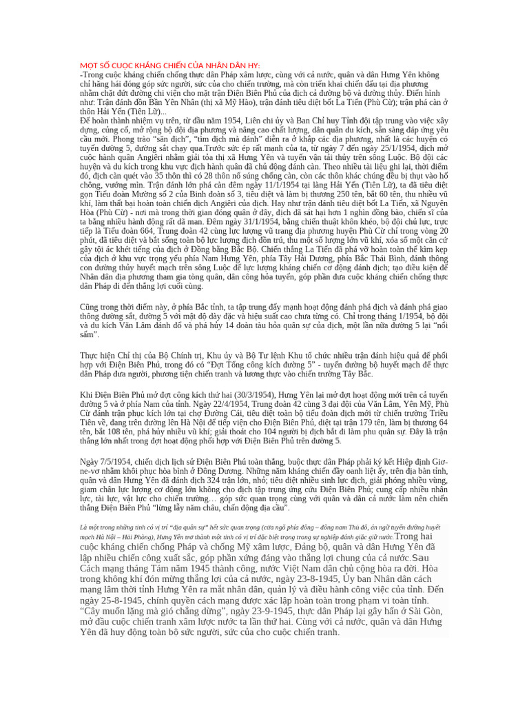 MỘT SỐ CUỘC KHÁNG CHIẾN CỦA NHÂN DÂN HY | PDF