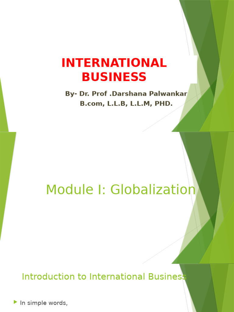 Module-1Introduction To International Business | PDF | Globalization | Non Tariff Barriers To Trade