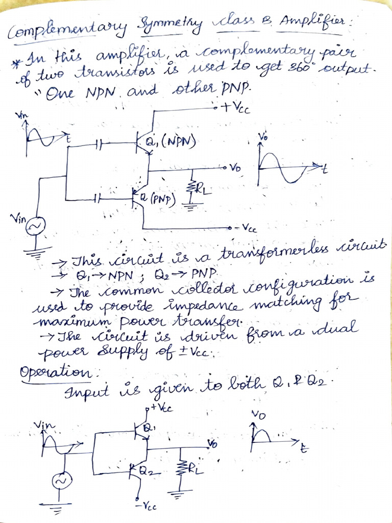 Complementary Symmetry Class B Amplifier | PDF | Electricity ...