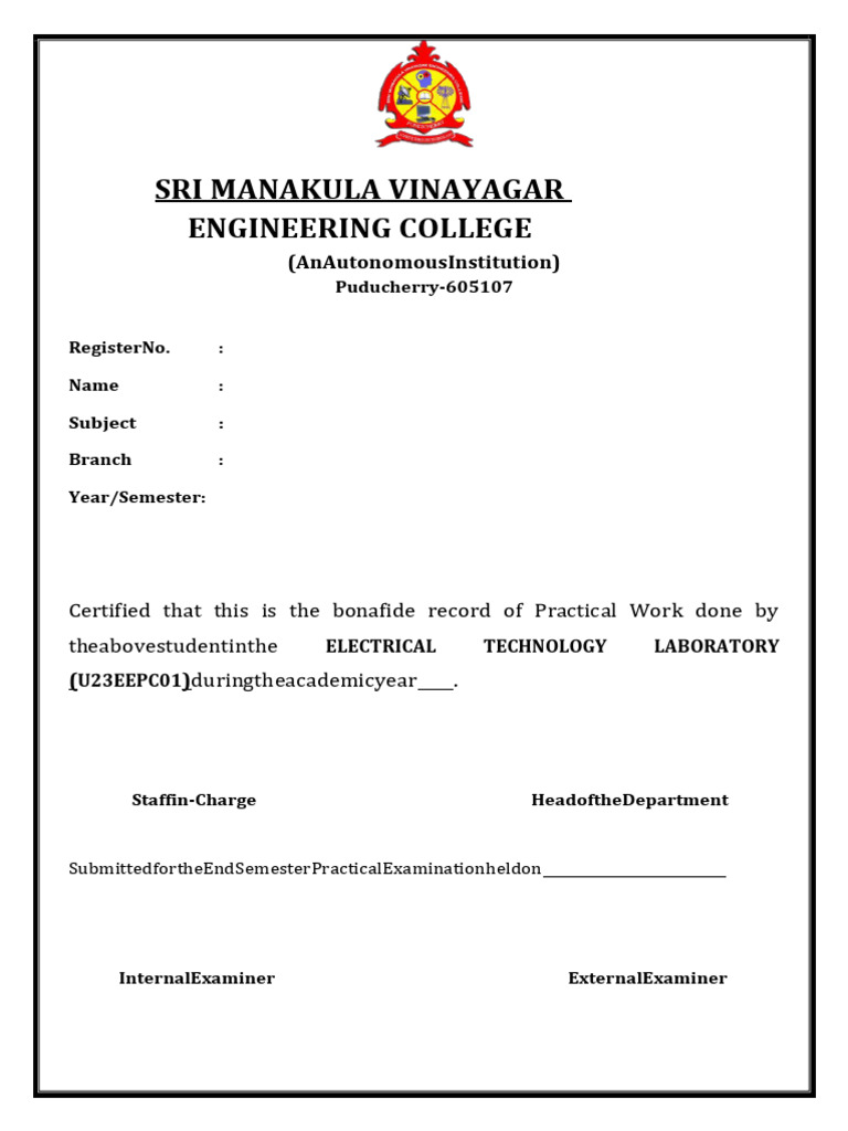 Engineering Lab Record | PDF | Electromagnetic Induction | Transformer