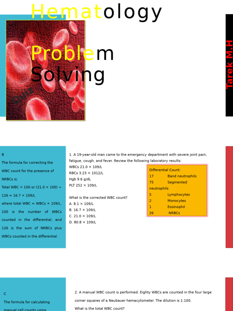 Hematology Problem Solving | PDF | White Blood Cell | Blood