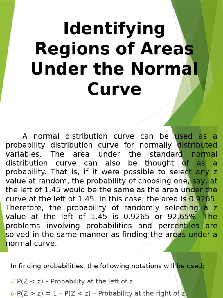 Identifying Regions of Areas Under The Normal Curve | PDF | Normal ...