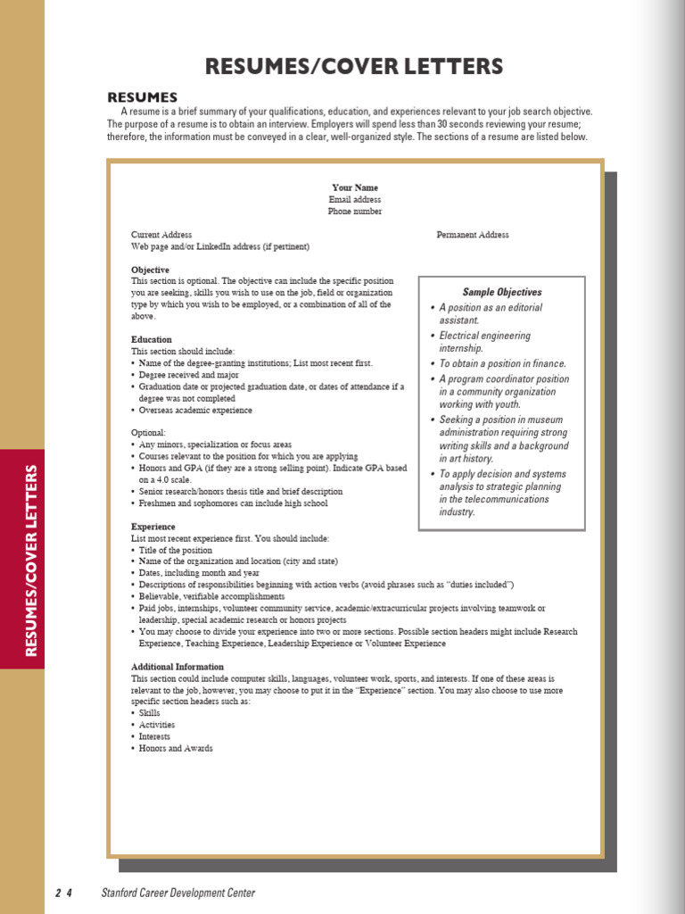 Stanford CV and Cover Letter Guide 1682846796 | PDF | Résumé | Economics