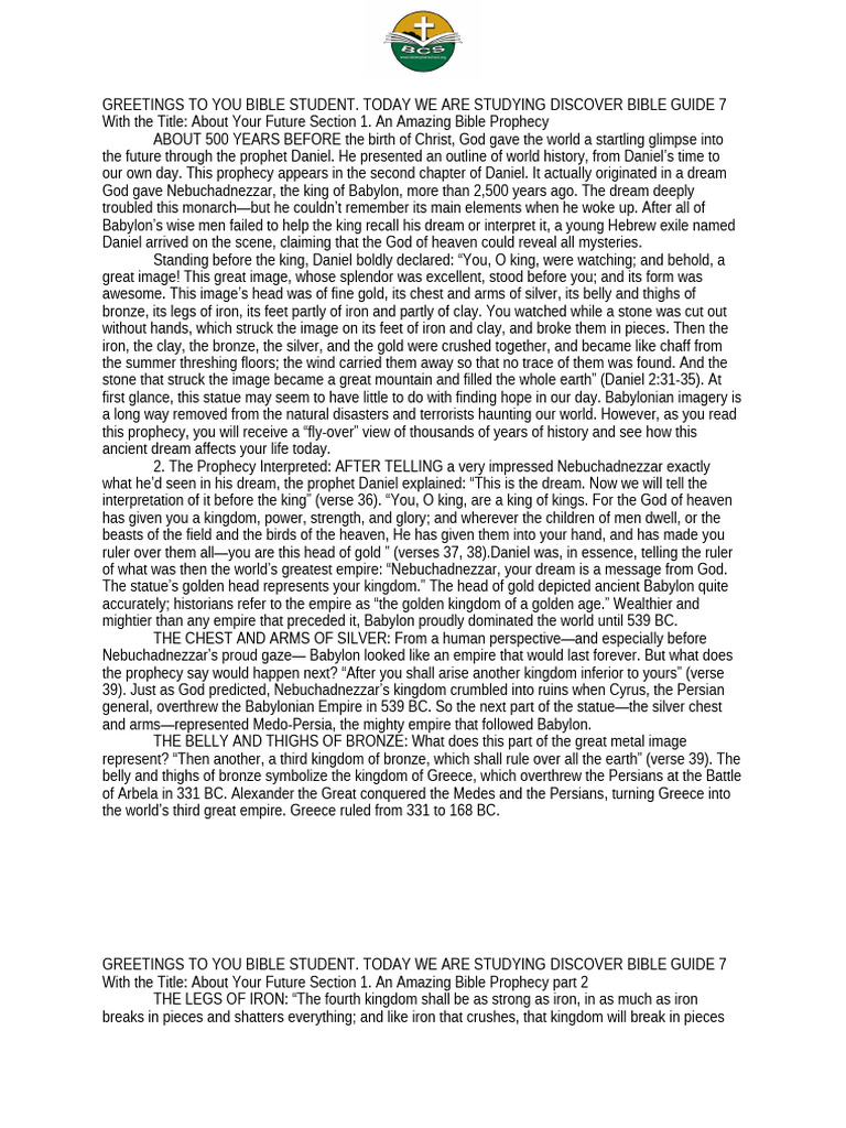 VOP Facilitator (Daniel 2) Script 7 | PDF | Daniel (Biblical Figure) | Book Of Daniel