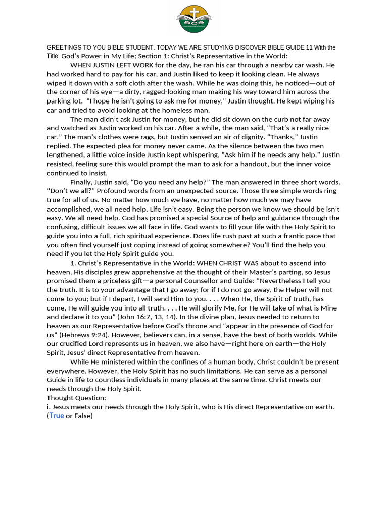 VOP Facilitator (God The Holy Spirit) Script 11 | PDF | Spiritual Gift ...