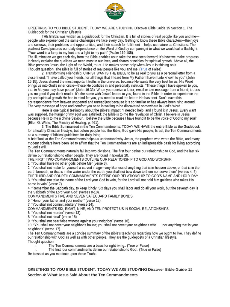 VOP Facilitator (Ten Commandments) Script 15 | PDF | Ten Commandments | Jesus