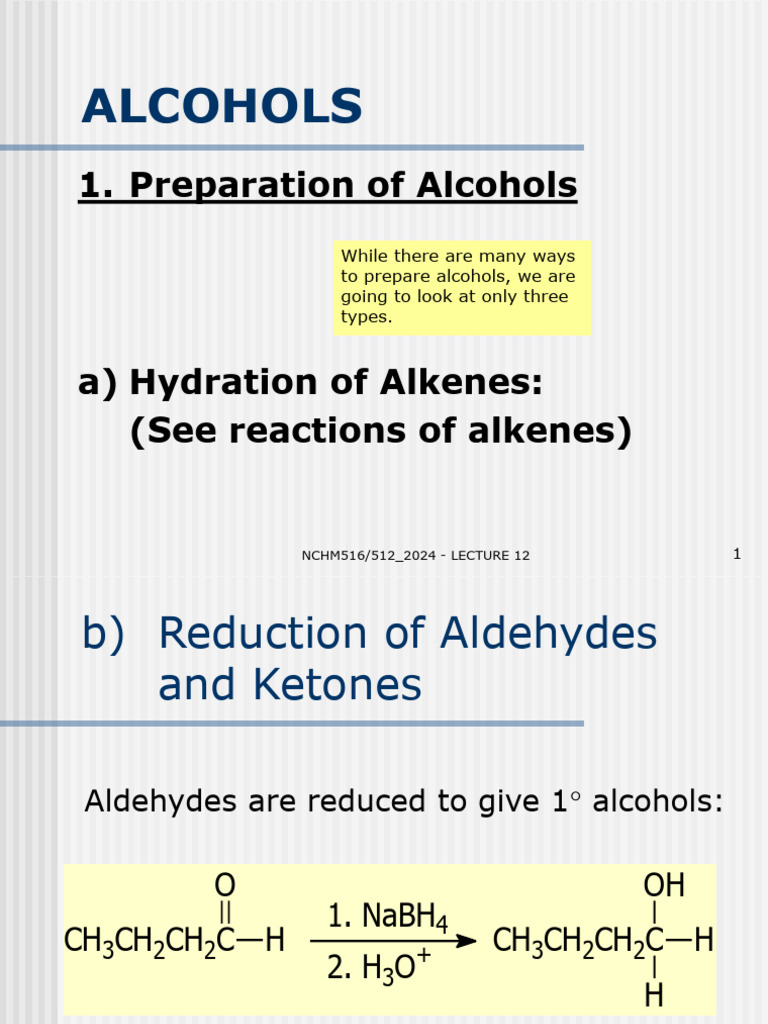 Alcohols: Preparation and Reactions | PDF