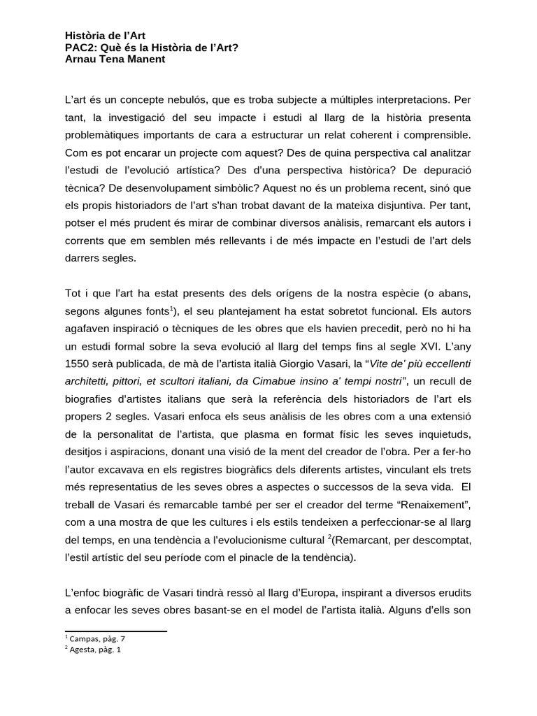 PAC 2 - Què És La Història de L'art | PDF