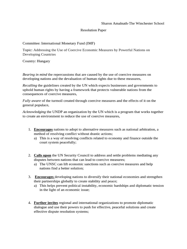 Draft Resolution Agenda 2-Delegate of Hungary | PDF