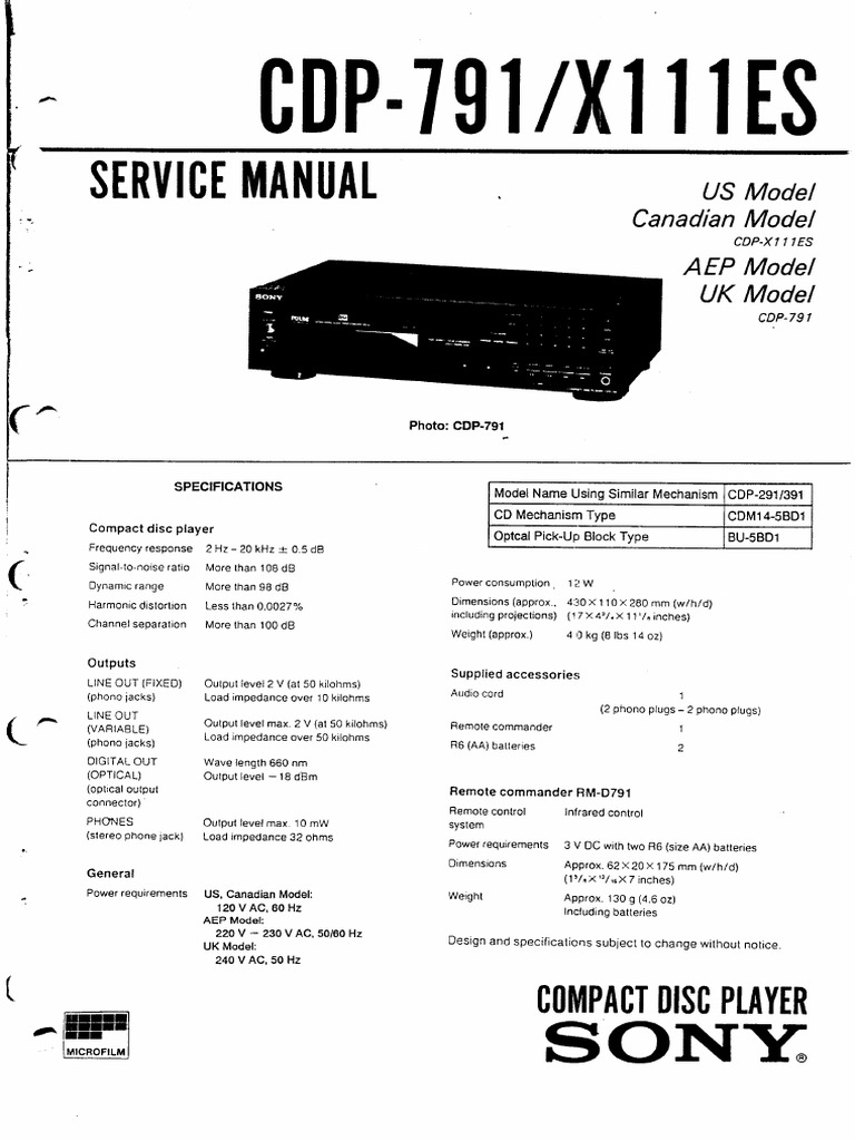 Sony Cdp-791 X111es SM | PDF