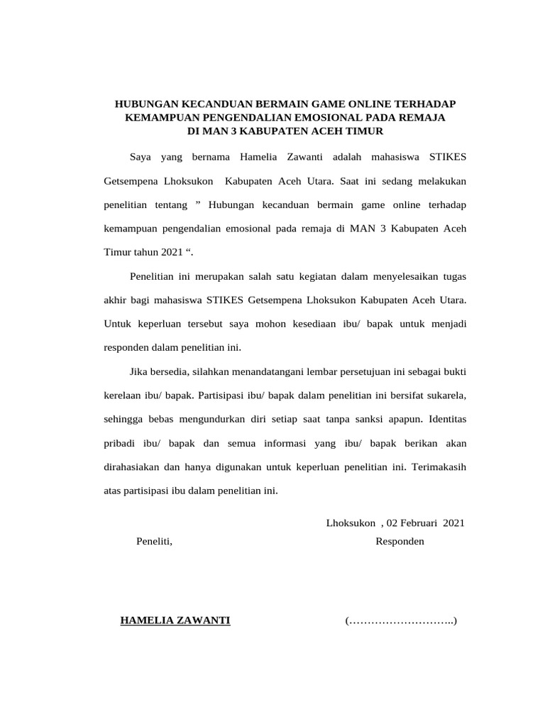 Surat Perse Responden | PDF