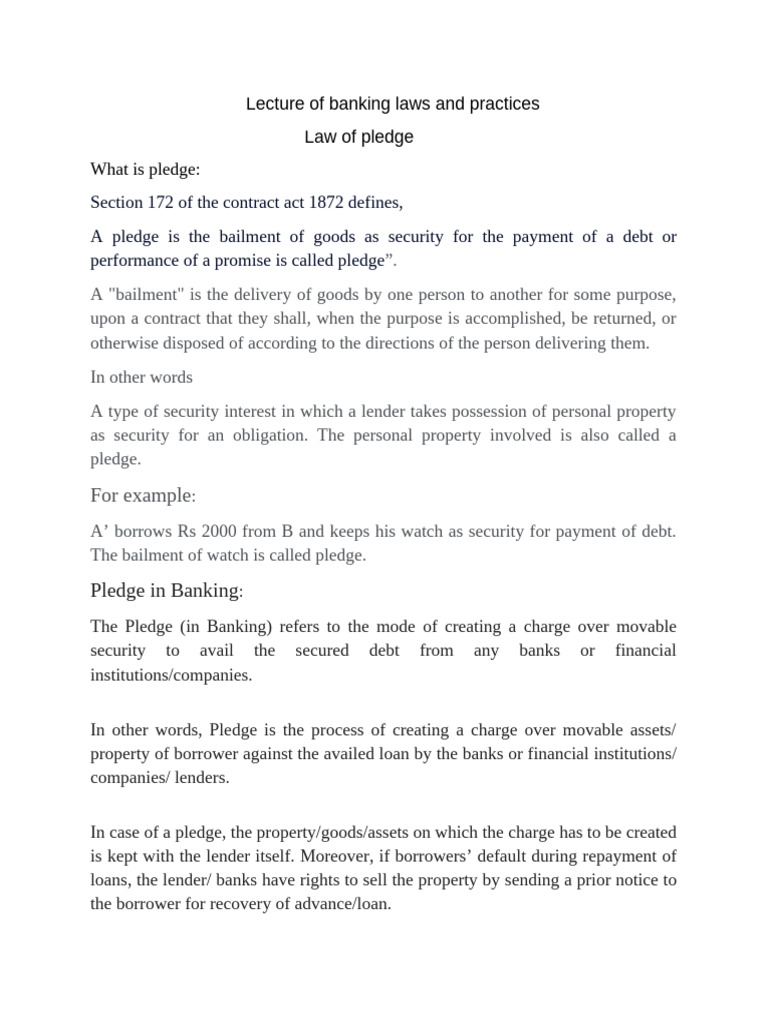 Law of pledge (1) | PDF | Loans | Mortgages