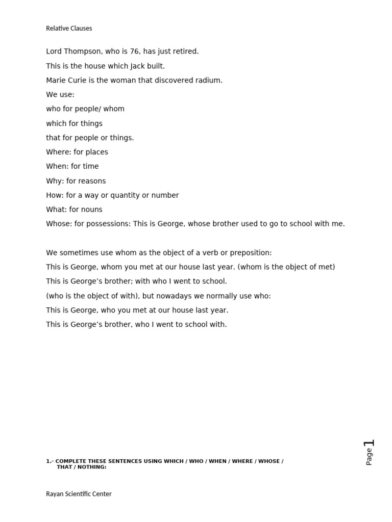 Relative CLAUSES Extensive | PDF | Linguistics | Syntax