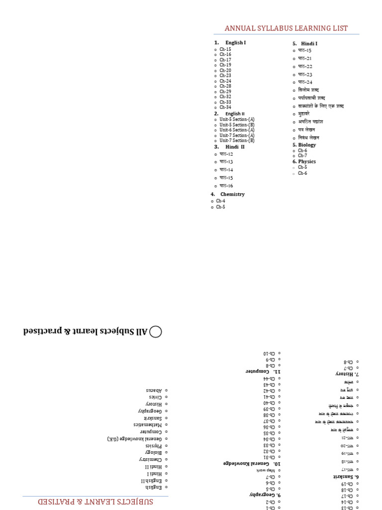 Annual Learning Syllabus Overview | PDF