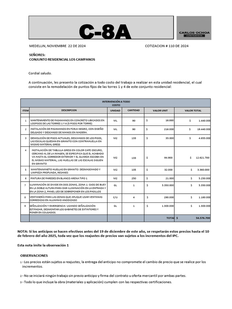 Cot.110 Los Campanos Torres 1 y 4 | PDF