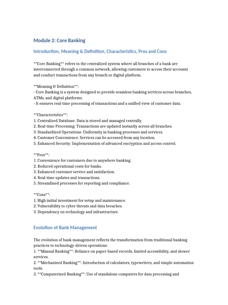 Core Banking: A Centralized Model | PDF | Banks | Automation