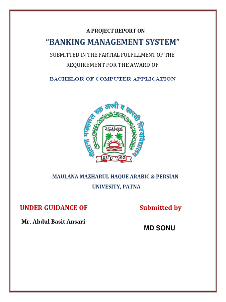 Banking Management System Project Report | PDF | Sql | Databases