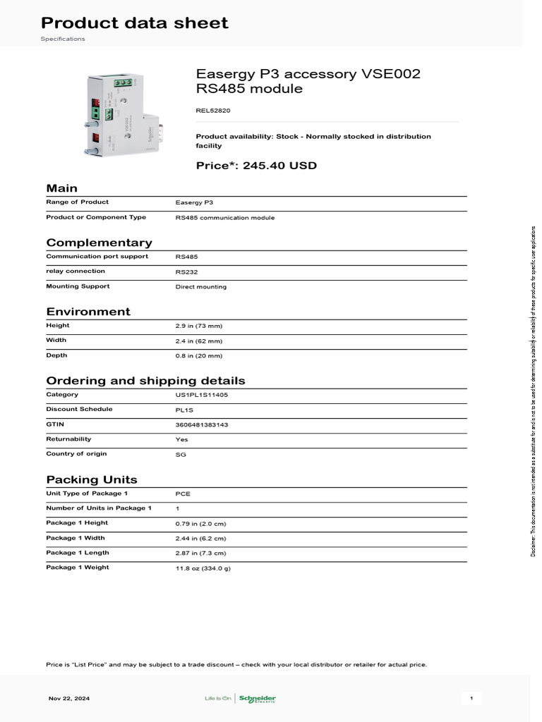 Schneider Electric_PowerLogic-P3-Protection-Relays_REL52820 | PDF