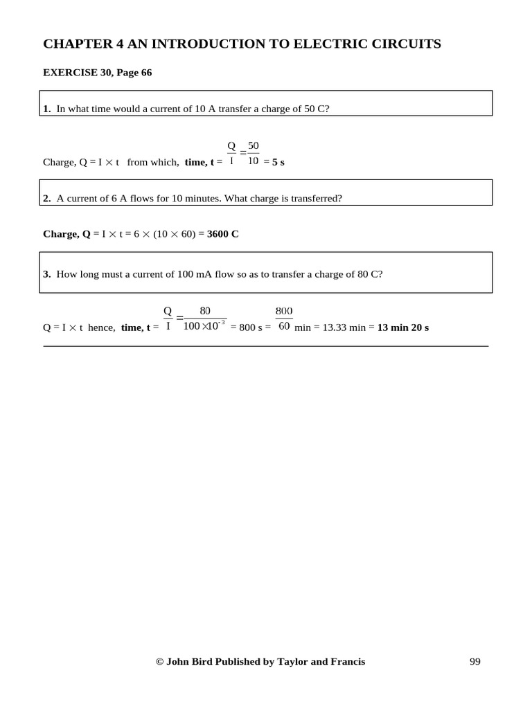 Electric Circuit Exercises and Solutions | PDF | Electrical Resistance ...