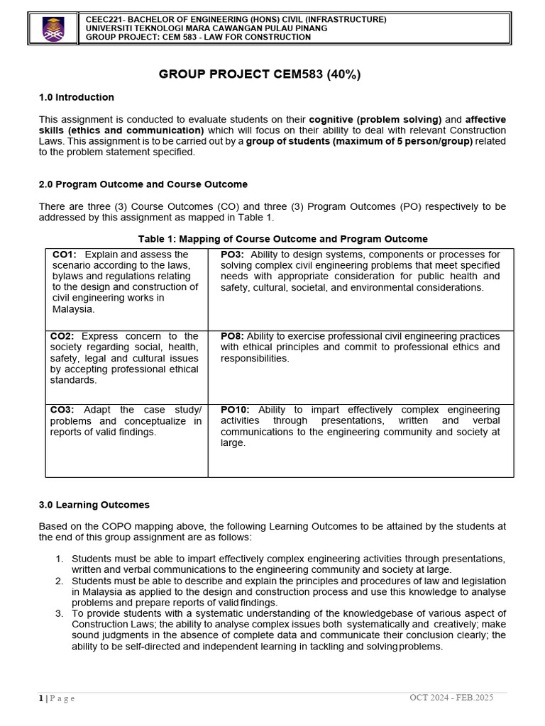 Civil Engineering Law Project Overview | PDF | Environmental Impact ...
