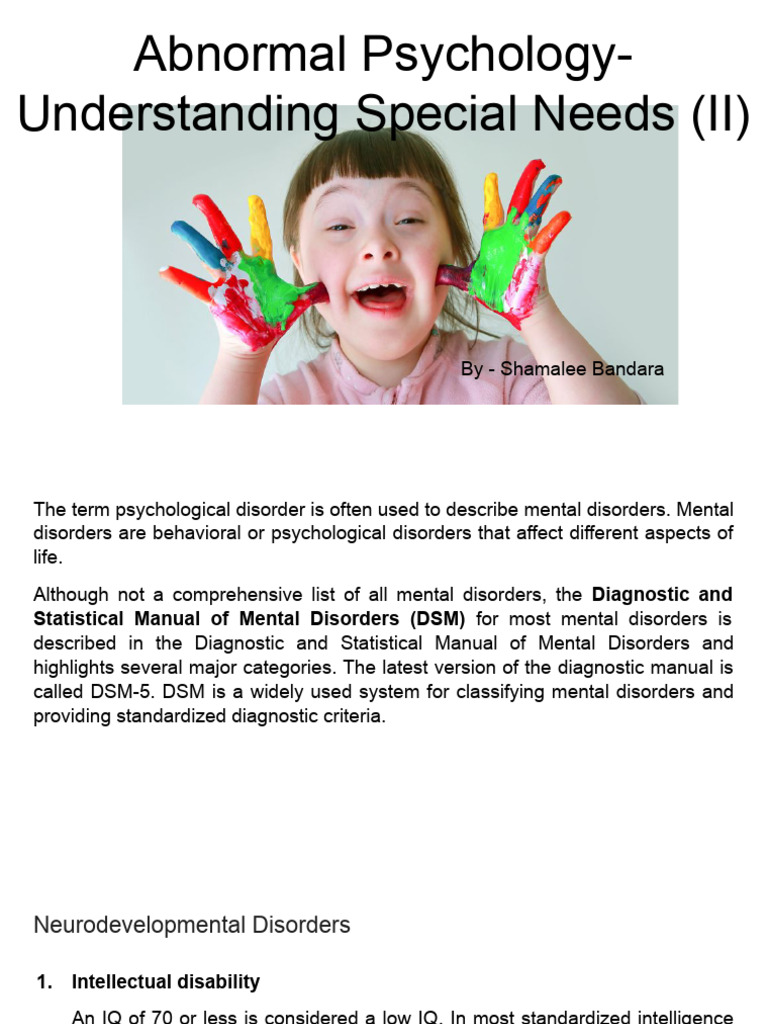 Abnormal Psychology- Understanding Special Needs (II) | PDF | Mental Disorder | Diagnostic And ...