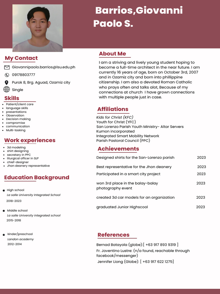 Pink Simple Profile Resume | PDF