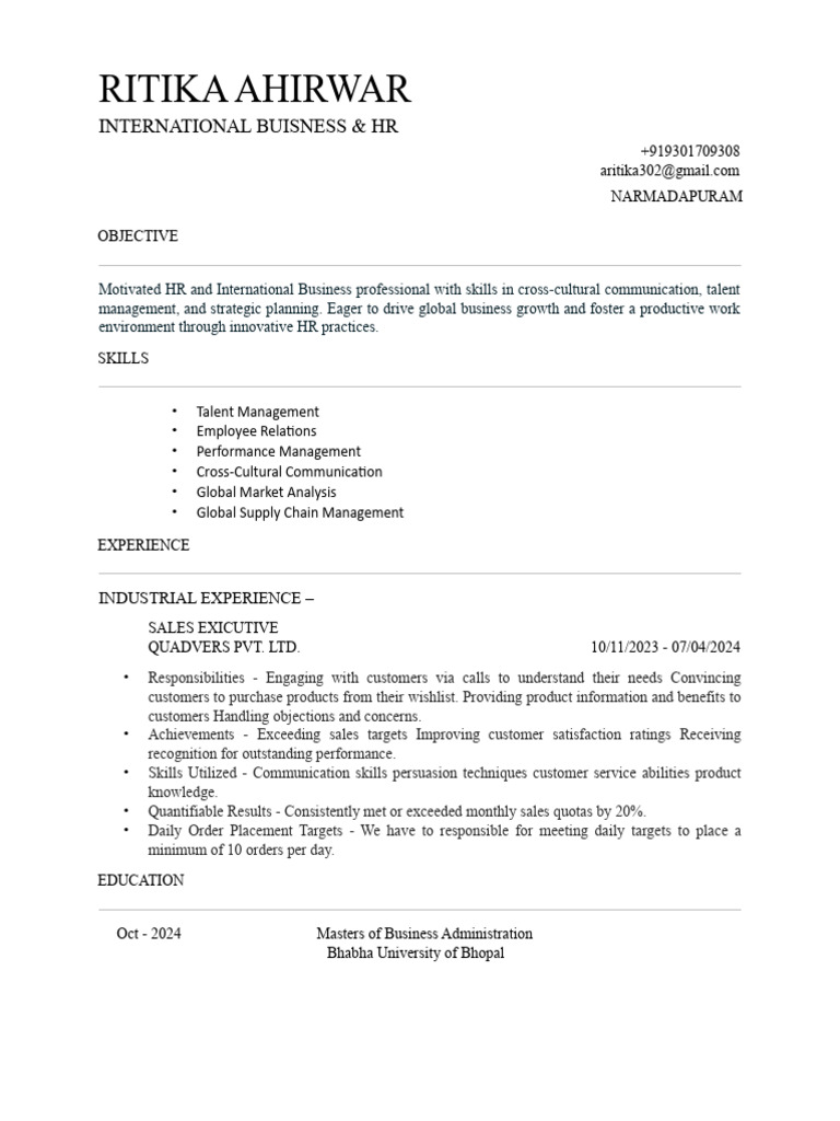 Ritika _Ahirwar_ Resume | PDF