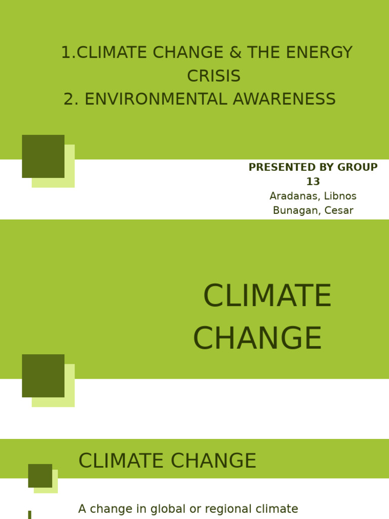 Climate Change & The Energy Crisis Environmental Awareness | PDF ...