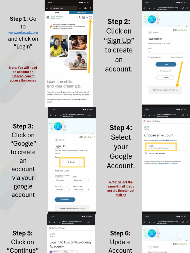Create Your NetAcad Account Guide | PDF