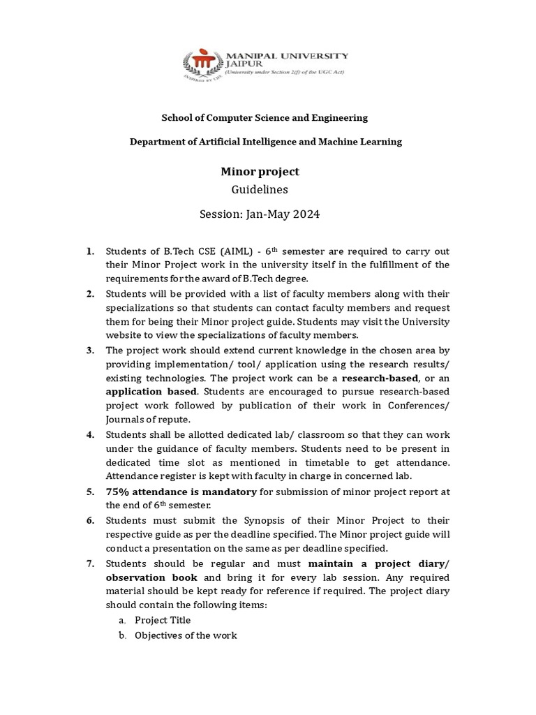 Minor Project Guidlines | PDF | Computer Science | Artificial Intelligence