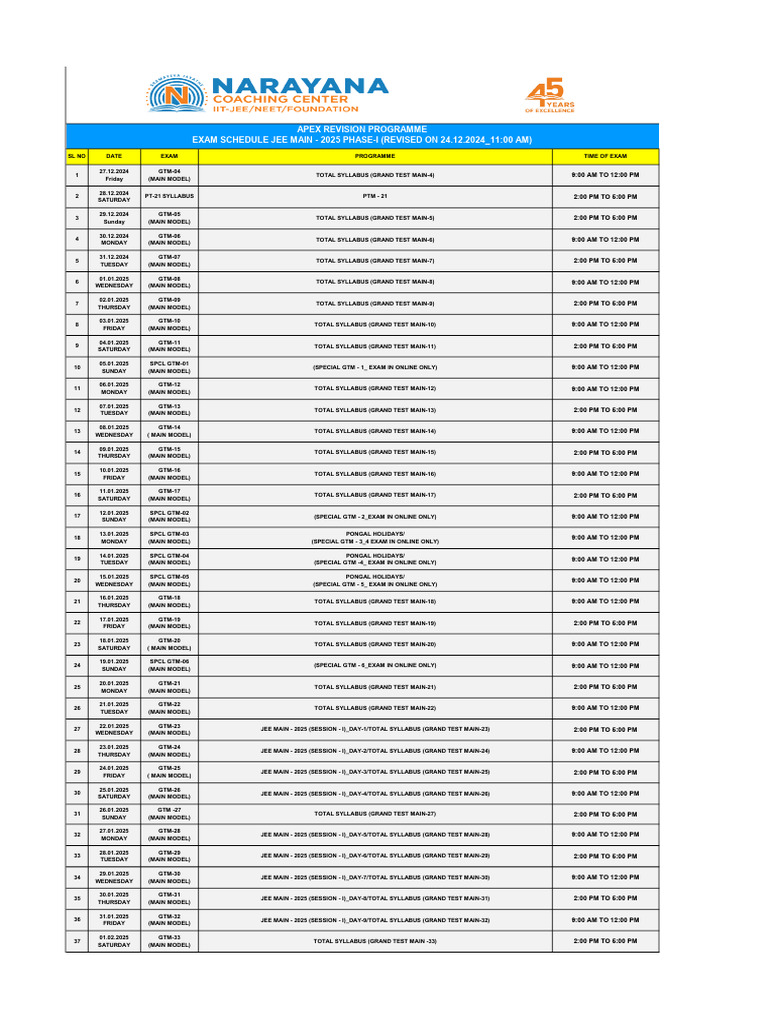 Apex Online Classes Exam Schedule 2025 | PDF