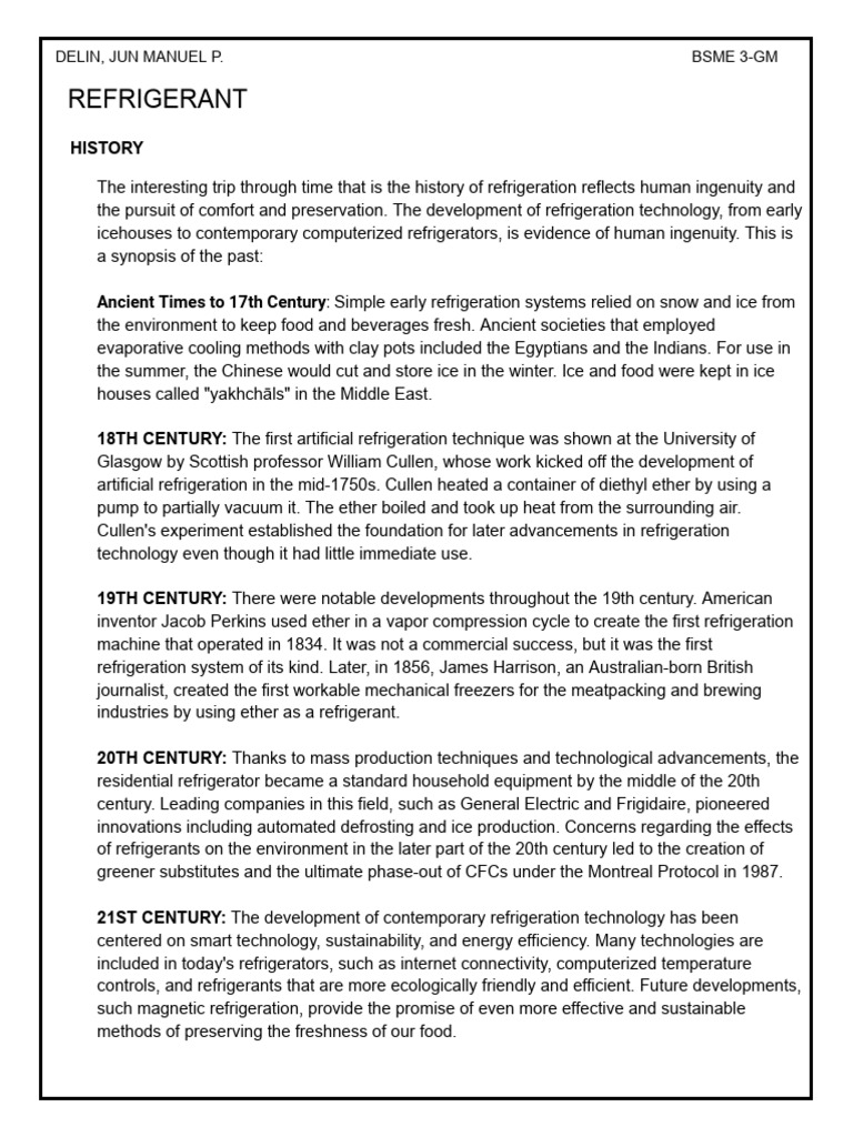 History and Impact of Refrigerants | PDF | Chlorofluorocarbon | Ozone ...