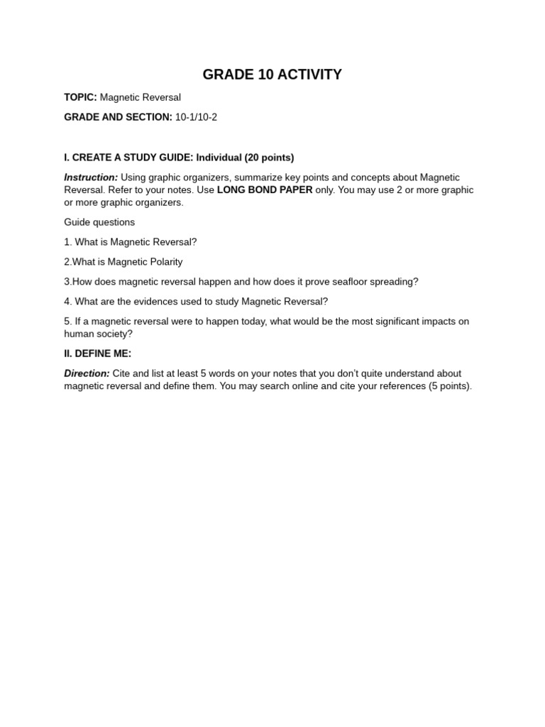 Grade 10 Activity | PDF