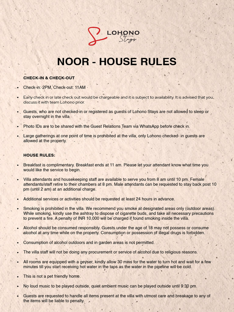 Noor House Rules | PDF
