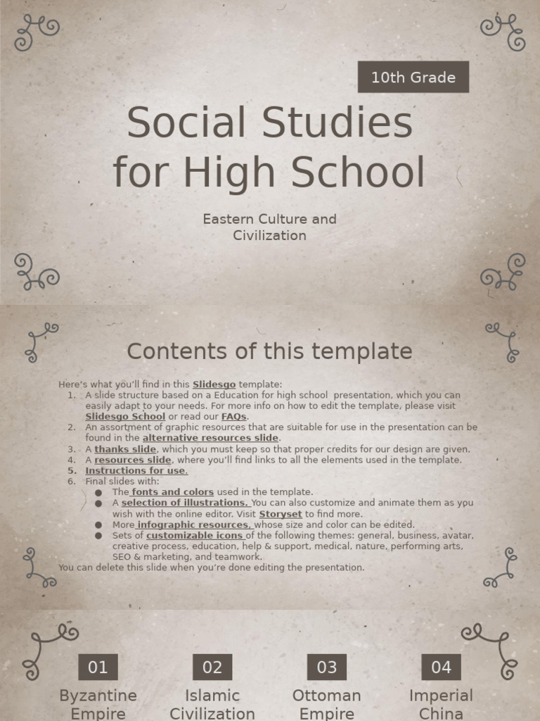 Social Studies Subject For High School - 10th Grade - Eastern Culture ...