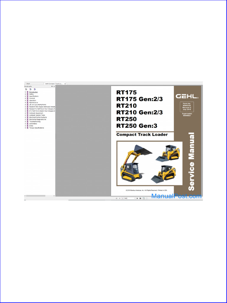 Gehl Heavy Equipment Backhoe Loader Compact Track Loader Updated 2022 PDF Service Manual | PDF ...