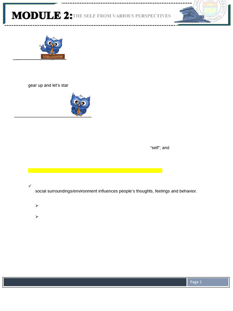 Ge-Uts Module 2 - The Self From Various Perspectives (Sociology-Anthropology and Psychology ...