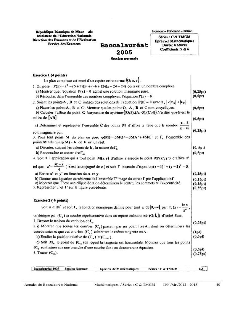 Bac C 2005 MA SN | PDF