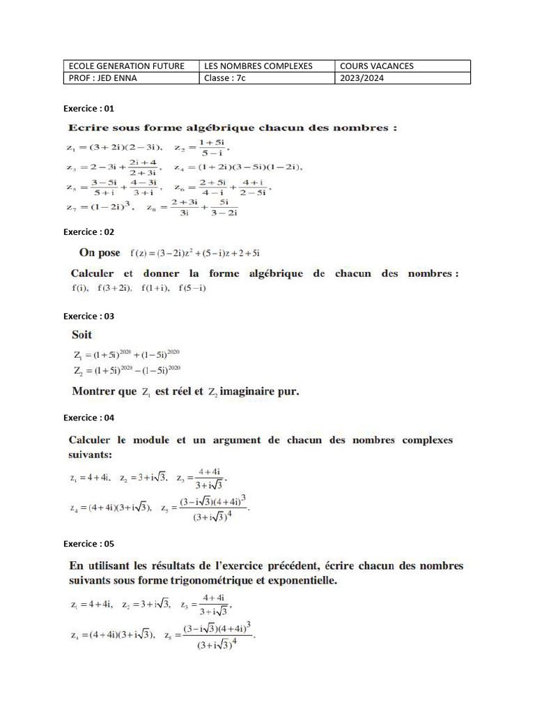 Serie Complexe | PDF