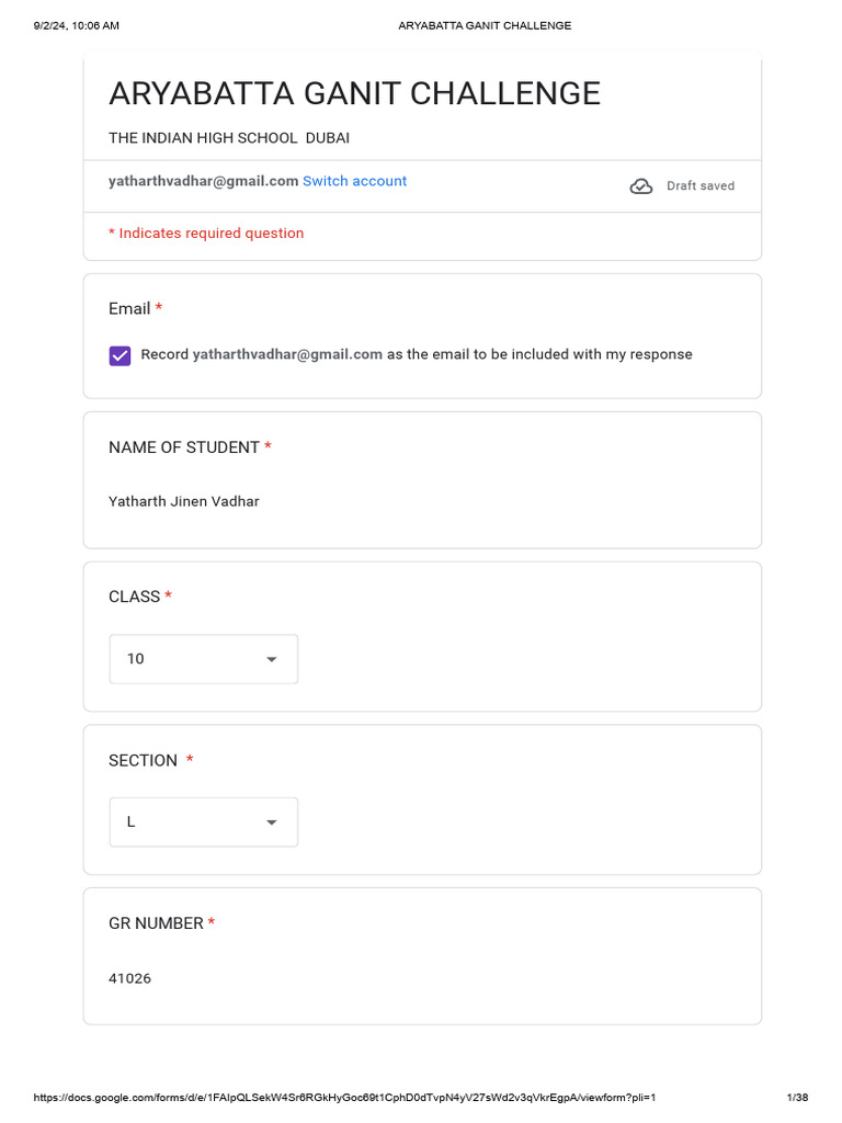 Aryabatta Ganit Challenge | PDF