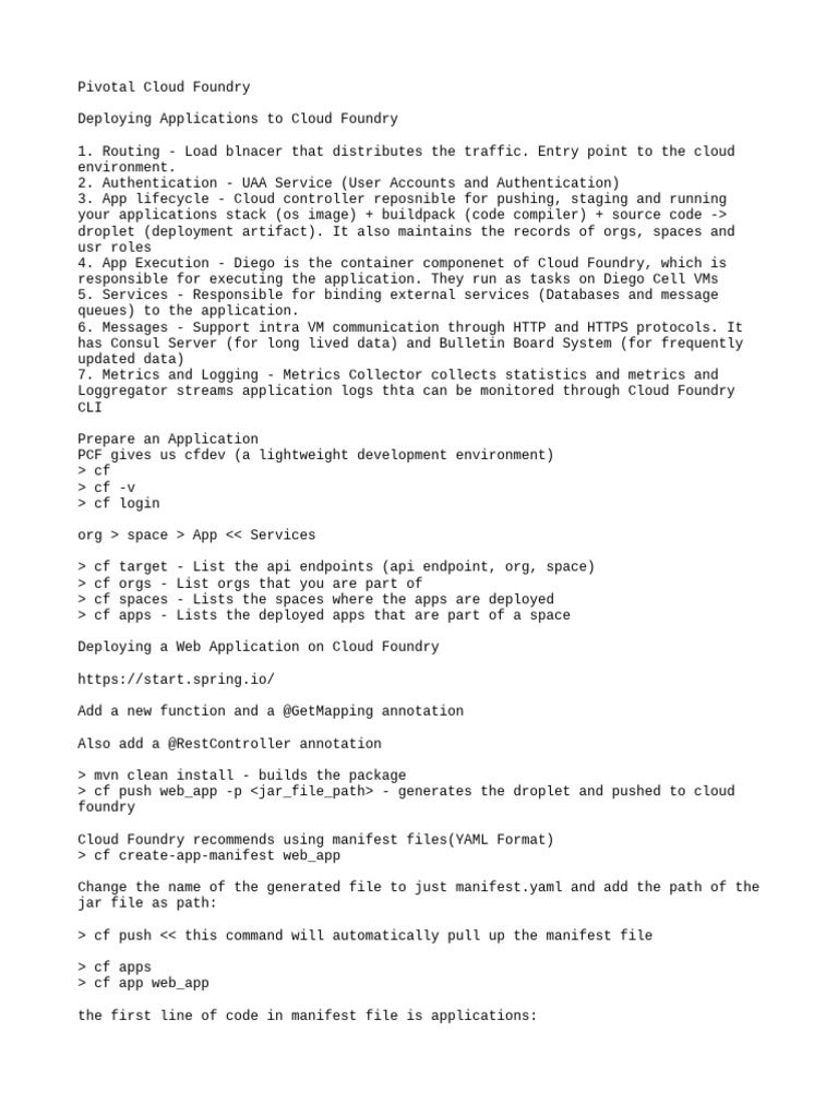 Pivotal Cloud Foundry Pdf Cloud Computing Application Software