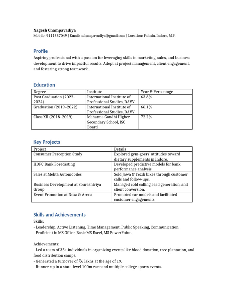 Edited Nagesh Champavadiya CV | PDF
