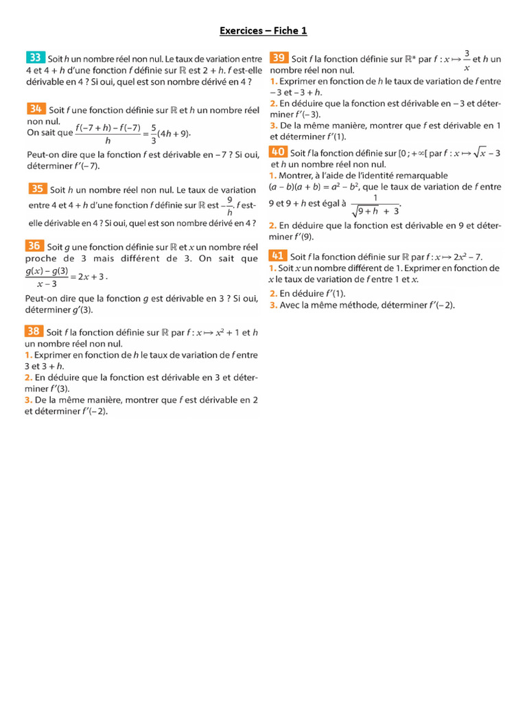 1G Spécialité - Chapitre 4 - Exercices - Fiche 1-2 | PDF