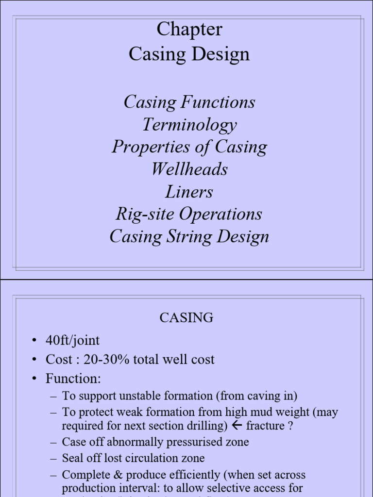 Casing Pdf Casing Borehole Mechanical Engineering
